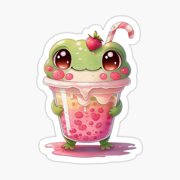 "Cute Kawaii Valentine Boba Frog" Sticker for Sale by 1StickerShop ...