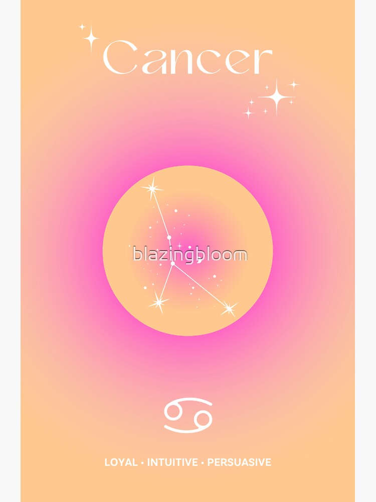 "Cancer Star Sign Zodiac Celestial Constellation Aura Gradient" Sticker ...