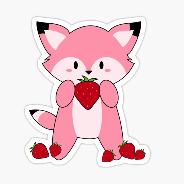 "Cute Strawberry Fox" Sticker for Sale by shadowtown | Redbubble