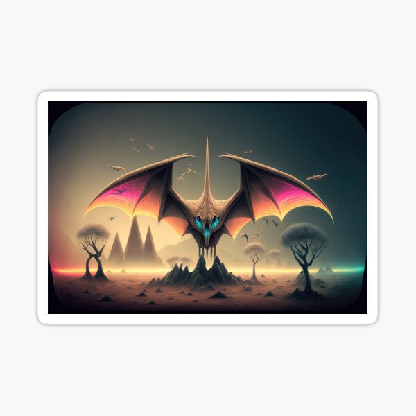 "Pterodactyl posing in Neon" Sticker for Sale by VanKlin | Redbubble