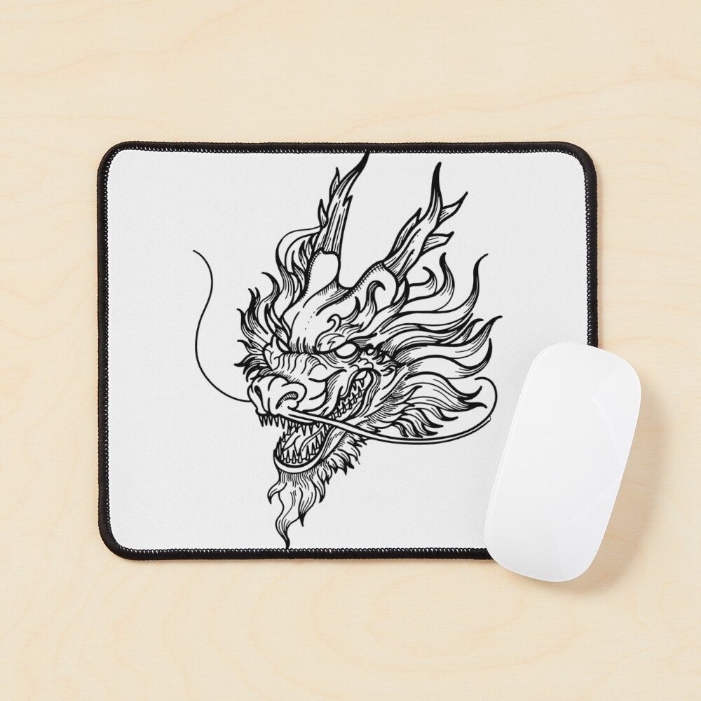 "Black and White Japanese Dragon Head Tattoo" Poster for Sale by Cesar ...