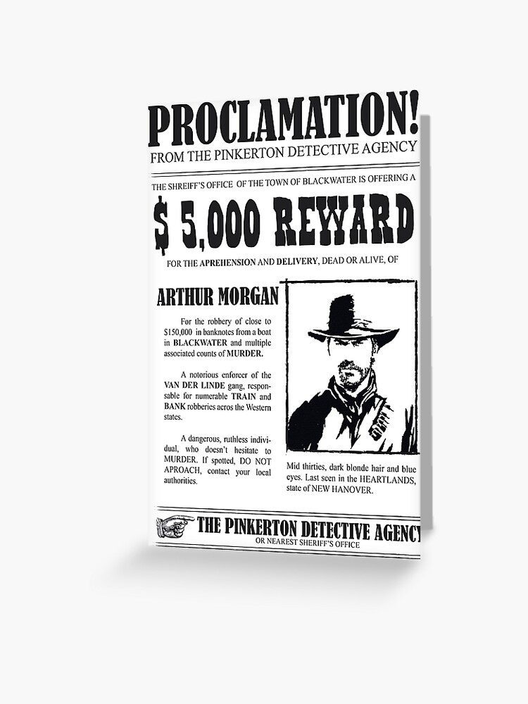 "Arthur Morgan's Wanted Poster" Greeting Card for Sale by animal2 ...