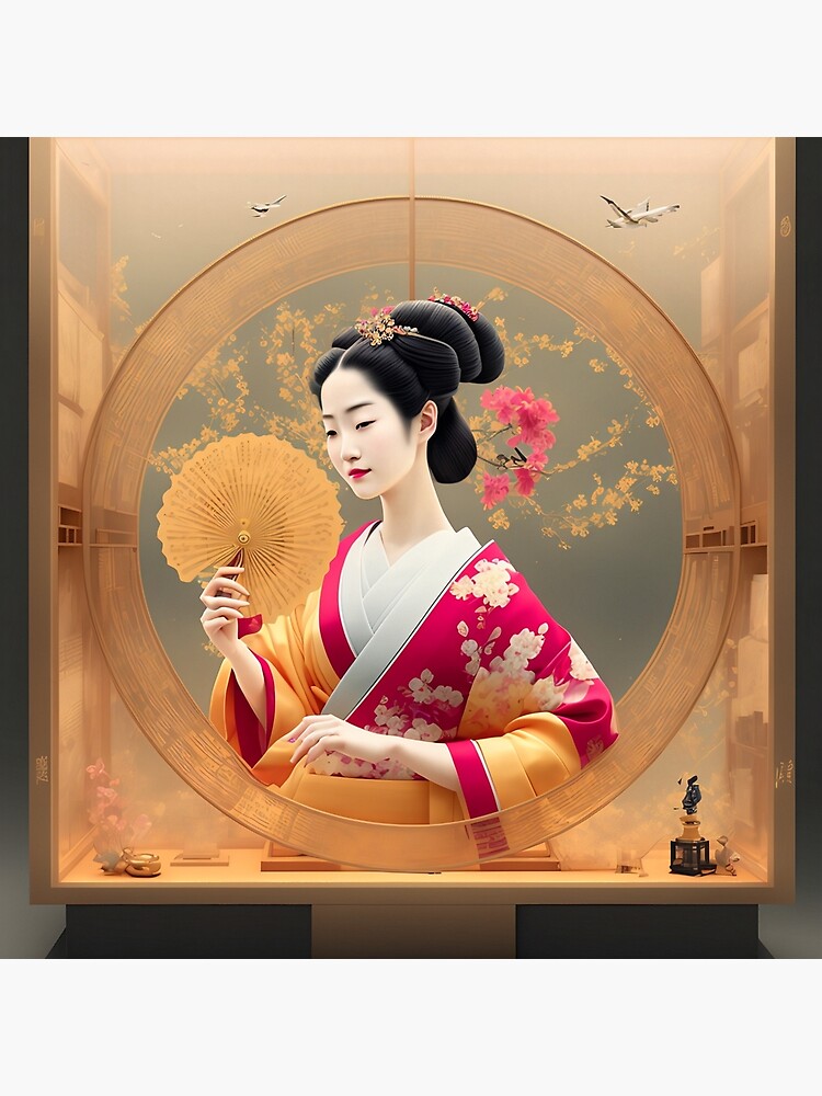 ""Geisha in the Mirror" Digital Art - 2D Original Artwork of a geisha ...