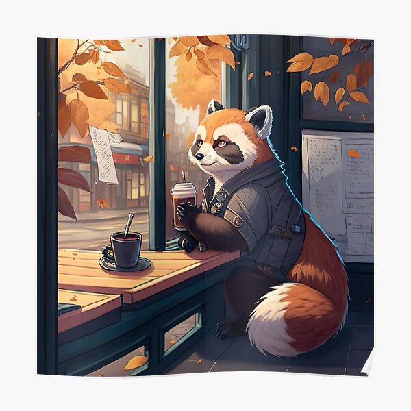"Red Panda Coffee Shop" Poster for Sale by Makoto-Styl | Redbubble