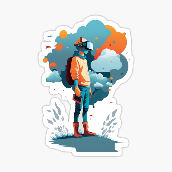 "Exploring the metaverse" Sticker for Sale by flowinglobe | Redbubble