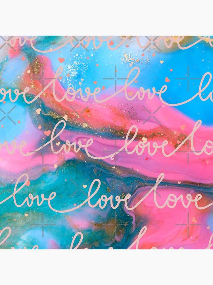 "Love.. repeating on a pink and blue marble background with valentine ...
