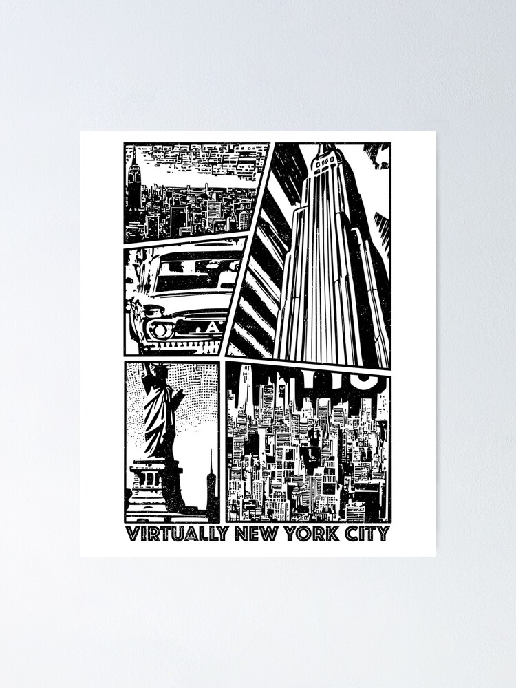 "New York City Skyline Comic Book Style" Poster for Sale by Roger-C ...