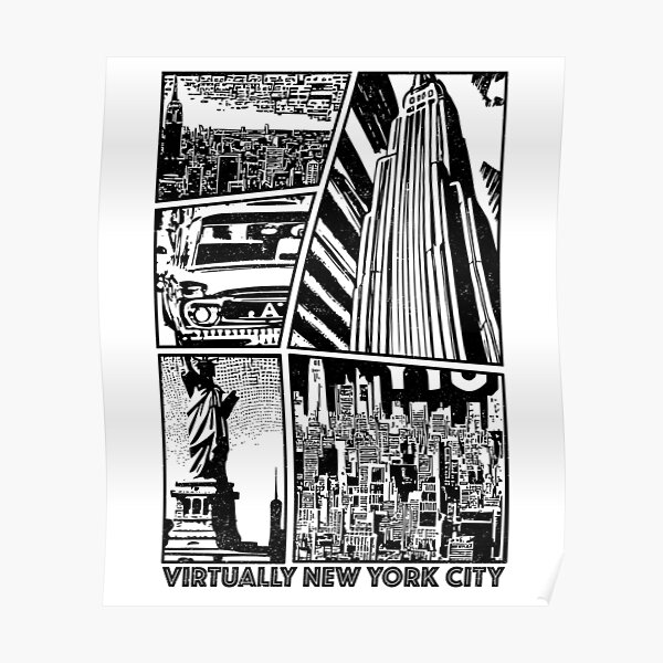 "New York City Skyline Comic Book Style" Poster for Sale by Roger-C ...
