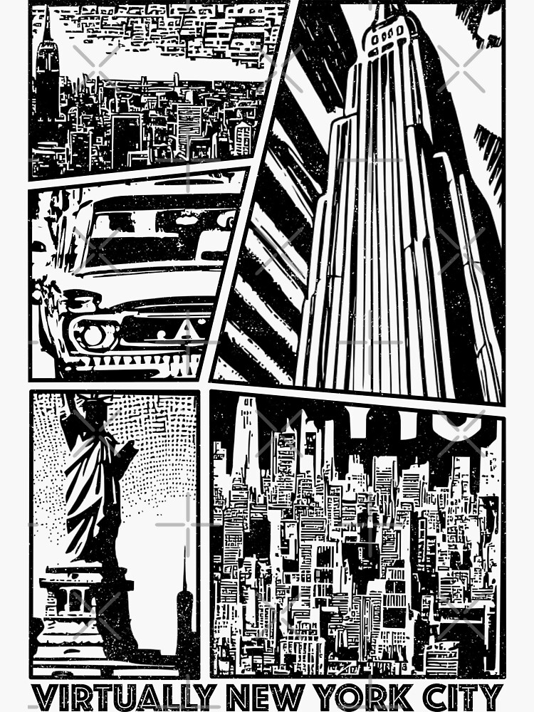 "New York City Skyline Comic Book Style" Sticker for Sale by Roger-C ...