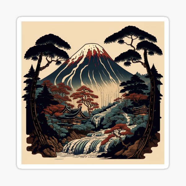 " Japanese Old Mountain ukiyoe art" Sticker for Sale by Makoto-Styl ...