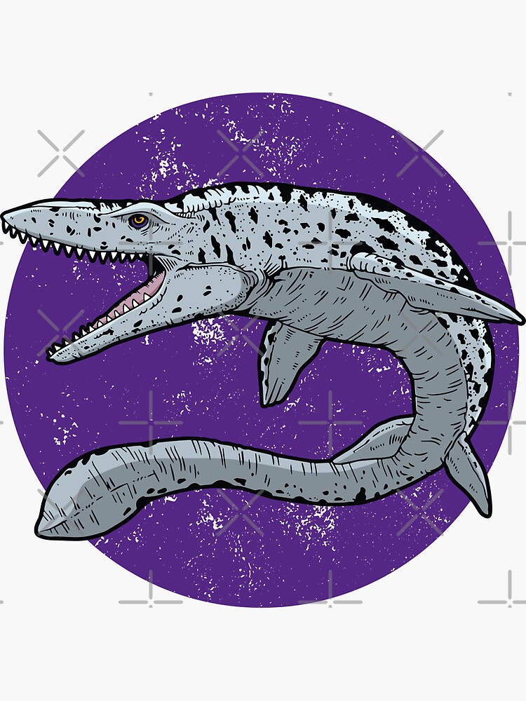 "Mosasaurus on Purple Circle" Sticker for Sale by danchampagne | Redbubble