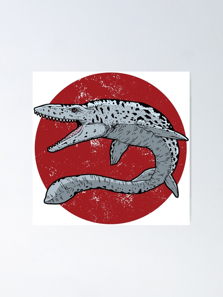 "Mosasaurus on Red Circle" Poster for Sale by danchampagne | Redbubble