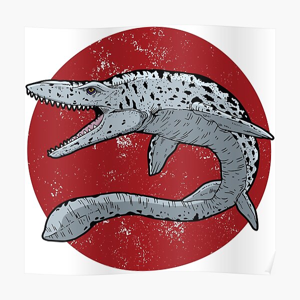 "Mosasaurus on Red Circle" Poster for Sale by danchampagne | Redbubble