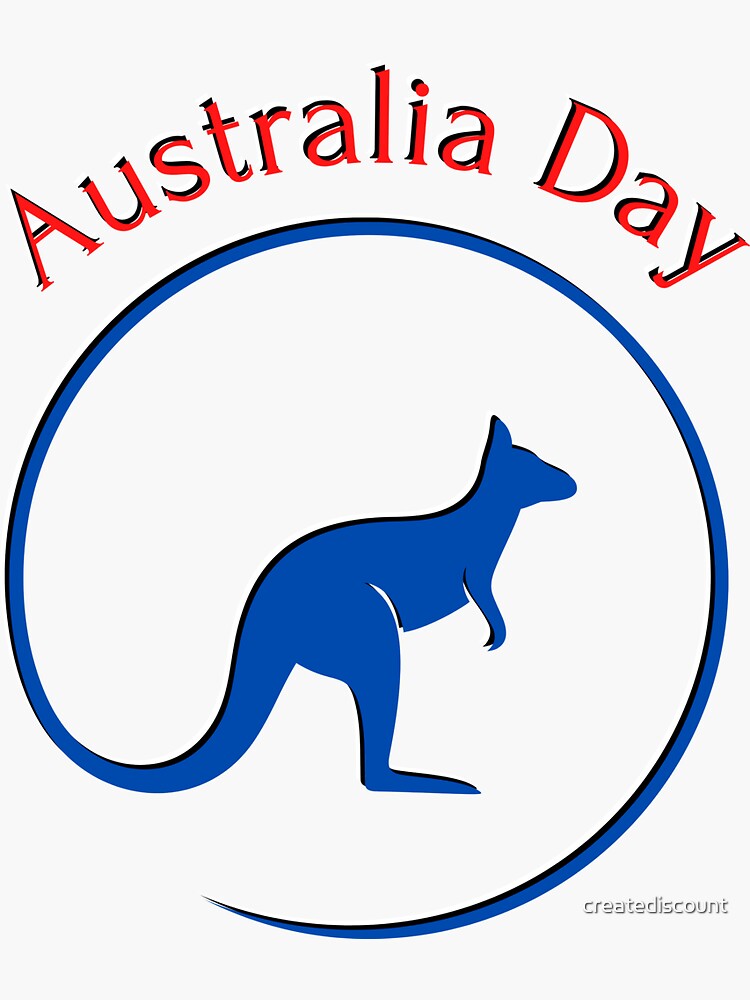 "Happy Australia Day! Kangaroo on circle, red letters" Sticker for Sale ...