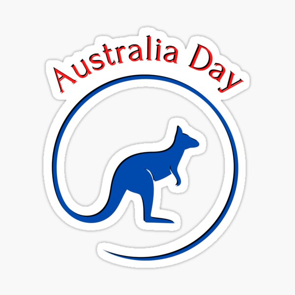 "Happy Australia Day! Kangaroo on circle, red letters" Sticker for Sale ...