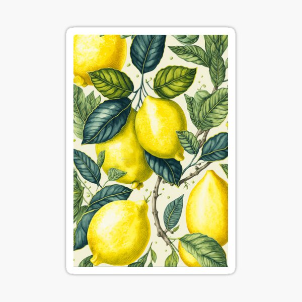 "seamless tile repeat pattern of lemon hand-drawn" Sticker for Sale by ...