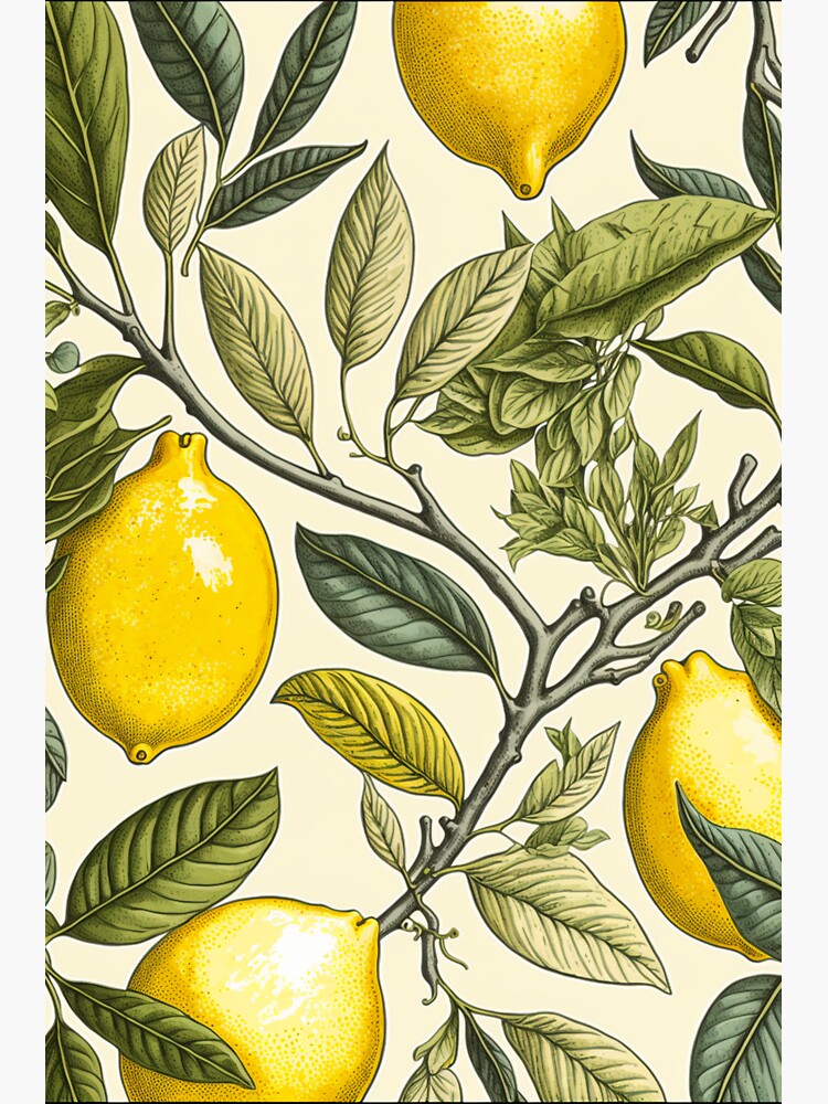 "seamless tile repeat pattern of lemon hand-drawn" Sticker for Sale by ...