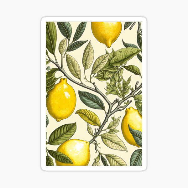 "seamless tile repeat pattern of lemon hand-drawn" Sticker for Sale by ...