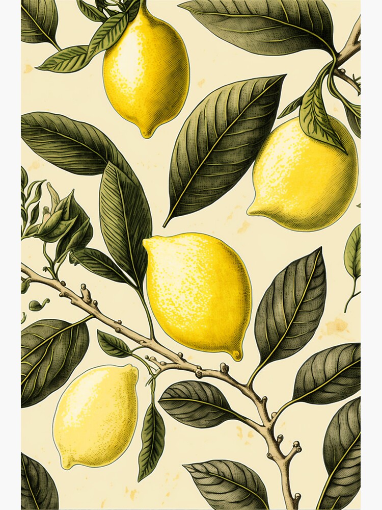 "seamless tile repeat pattern of lemon hand-drawn" Sticker for Sale by ...