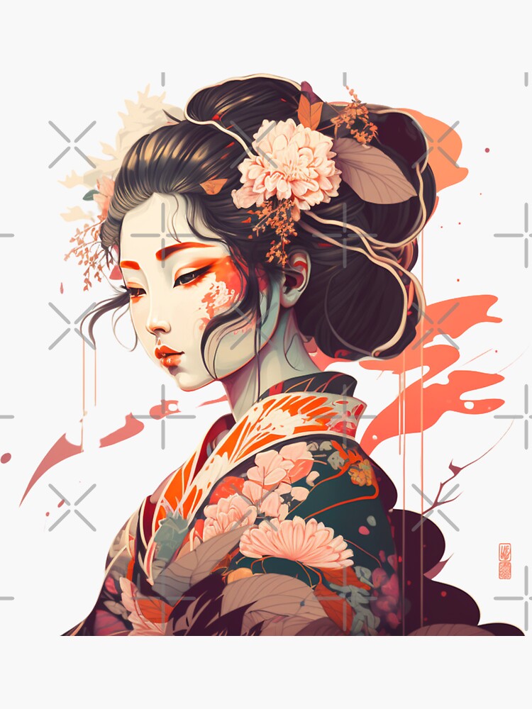 "Japanese Geisha Girl " Sticker for Sale by DianaaBoutique | Redbubble