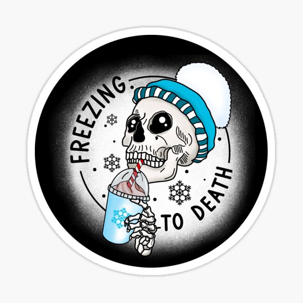 "Freezing To Death Winter Skeleton With Hat (Black)" Sticker for Sale ...