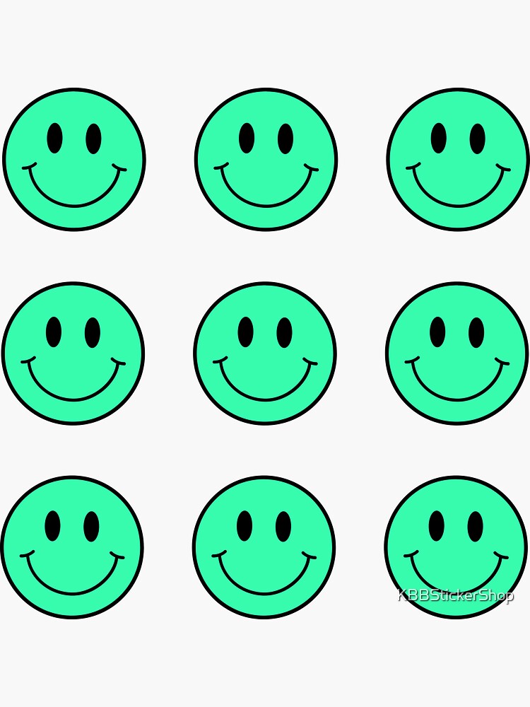 "Teal Smiley Face 9-Pack" Sticker for Sale by KBBStickerShop | Redbubble
