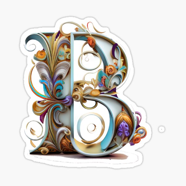 "Art Font Letter B: Art Nouveau Style, Unique and Colorful" Sticker for ...