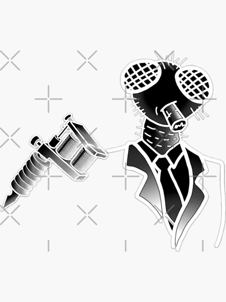 "Barfly and Tattoo fly small white logo" Sticker for Sale by ...