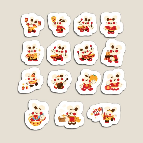 "Chinese New year 2023 Stickers set, Cute Chinese Zodiac Rabbit ...