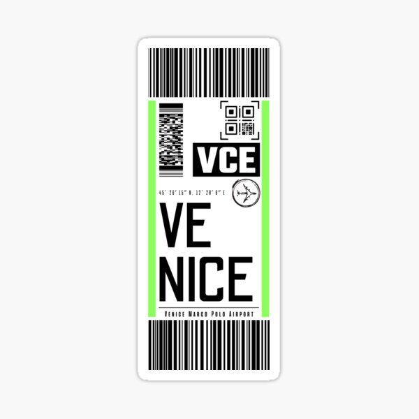 "VENICE VCE VENEZIA classic luggage tag traveller sticker" Sticker for Sale by LeddsoDello ...
