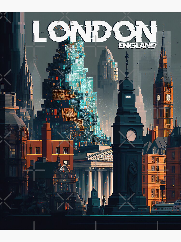 "London city at night, England pixel art." Sticker for Sale by ...