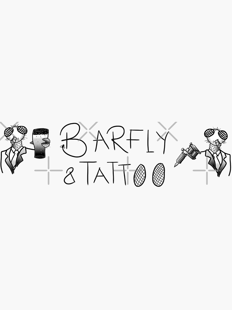 "Barfly and Tattoo black logo" Sticker for Sale by BarflyTattoo | Redbubble