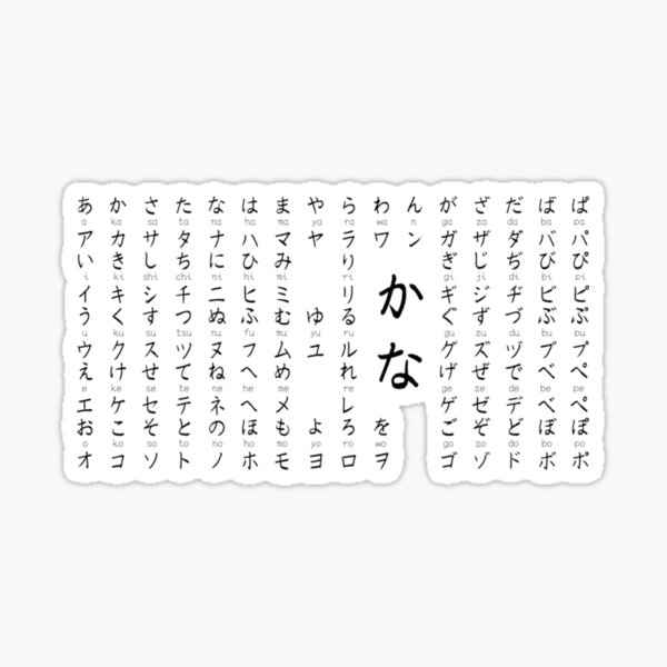 "Kana Chart White28" Sticker for Sale by rtWavehub | Redbubble