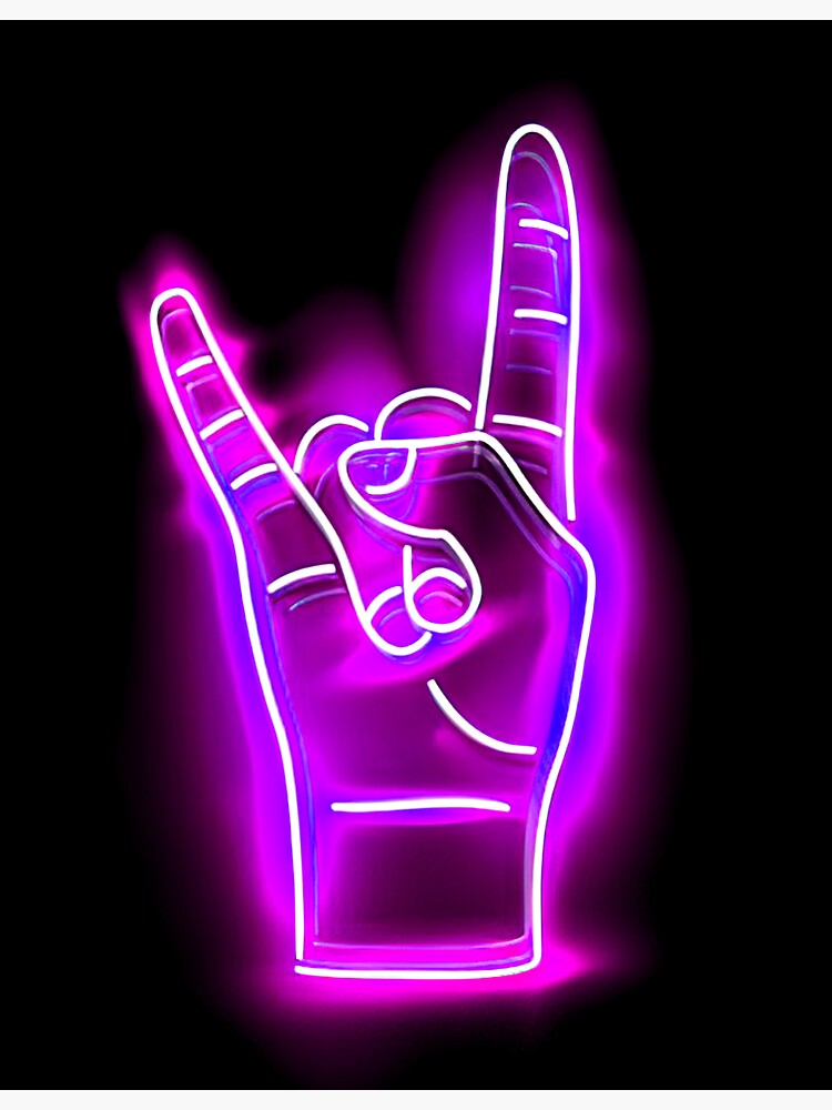 "Pink Neon Lights - Metal Finger" Sticker for Sale by NeoNDLyd | Redbubble