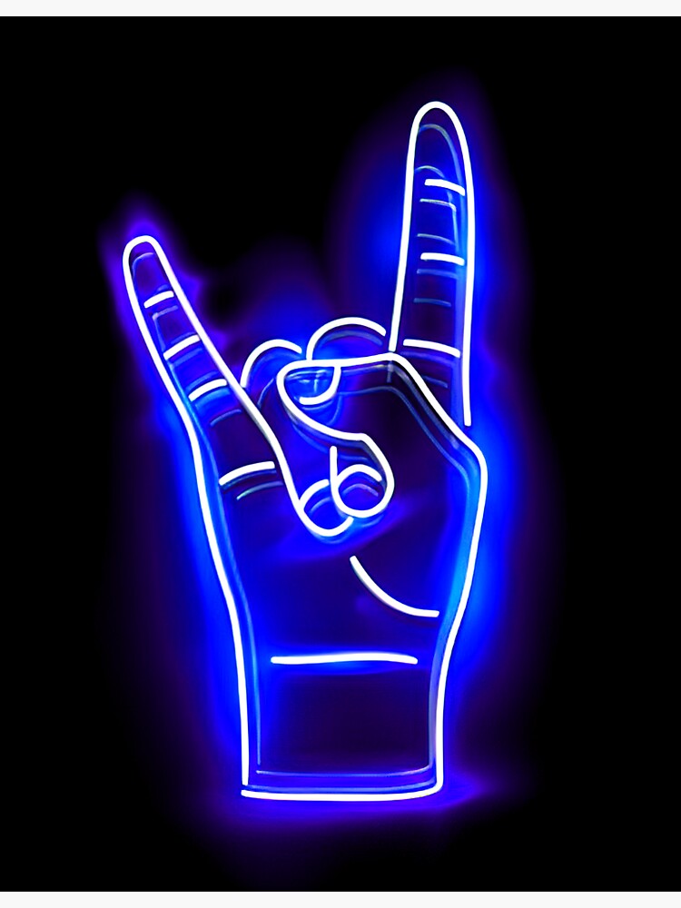 "Blue Neon Lights - Metal Finger" Sticker for Sale by NeoNDLyd | Redbubble