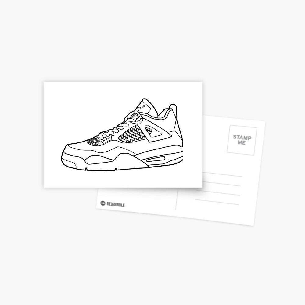"Jordan 4 sneaker outline" Postcard for Sale by sportify | Redbubble