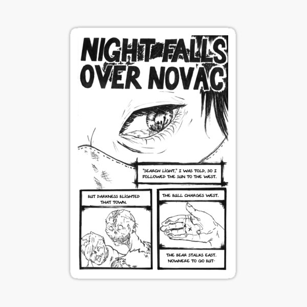 "Night Falls Over Novac Title Page" Sticker for Sale by Basiled | Redbubble
