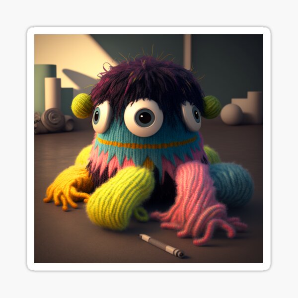 "Willy the Weird Yarn Monster" Sticker for Sale by FuzzyEmporium ...