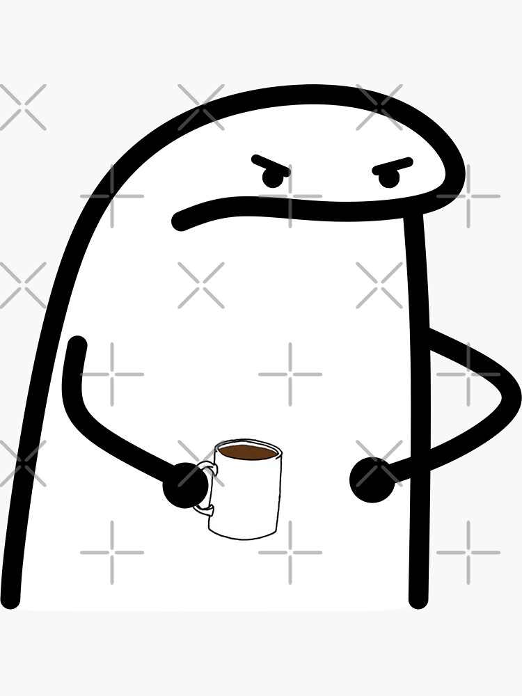 "Angry Flork waiting with a cup of coffee meme stickers " Sticker for ...