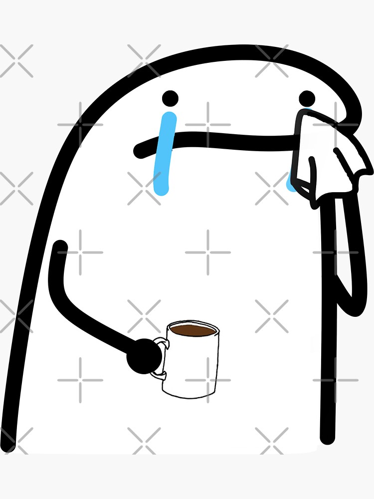 "Crying Flork waiting with a cup of coffee meme stickers " Sticker for ...