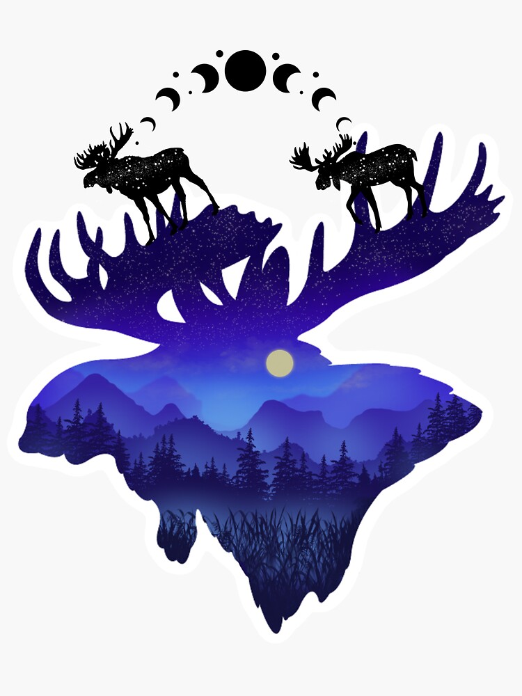 "Moose aesthetic Night light art" Sticker for Sale by Swagmode | Redbubble