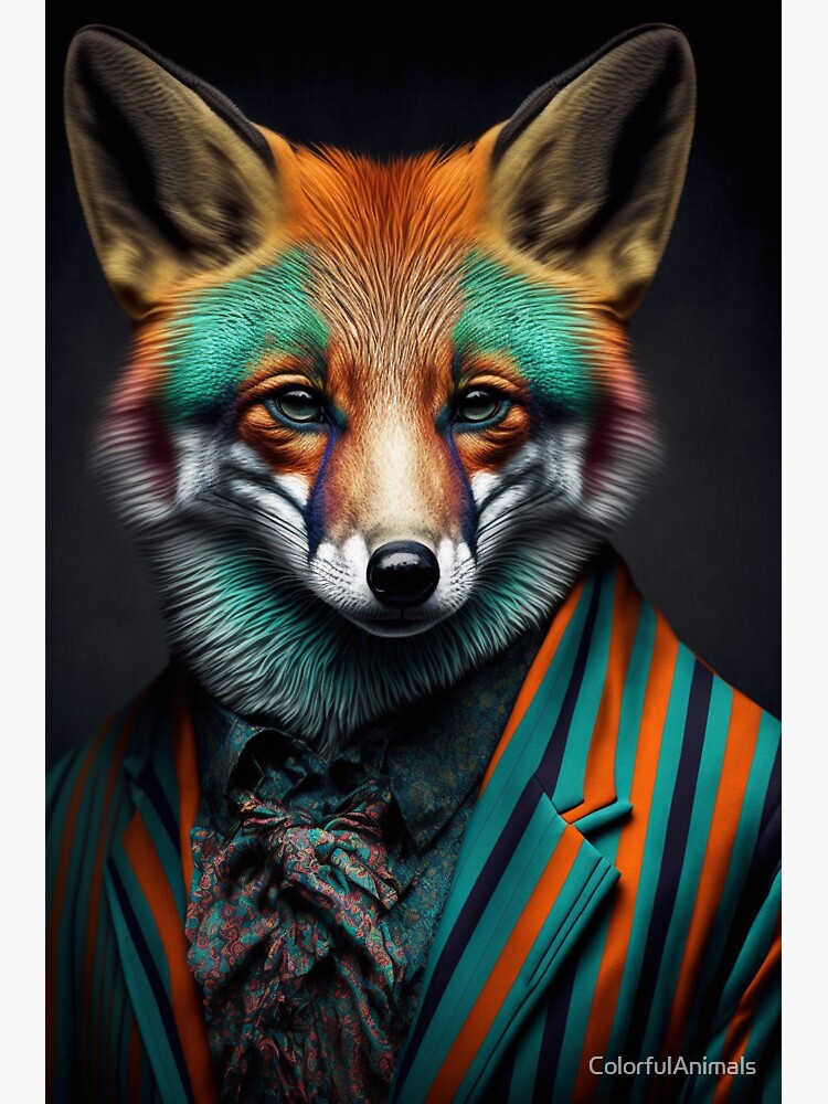 "Fox portrait. Fox in suit. Striped suit" Sticker for Sale by ...