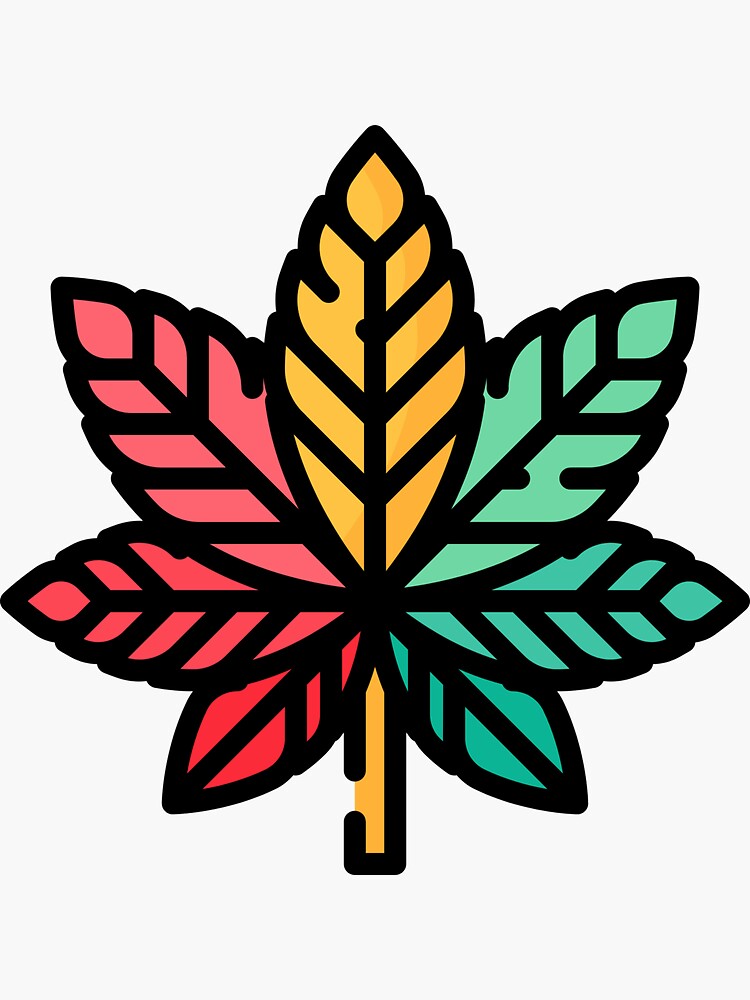 "Colorful Weed Leaf" Sticker for Sale by pixlat3d | Redbubble