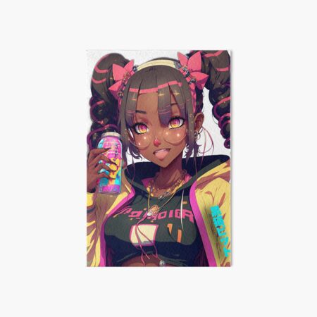 "Colorful, Black Anime Girl, Pigtails Clothing" Art Board Print for ...