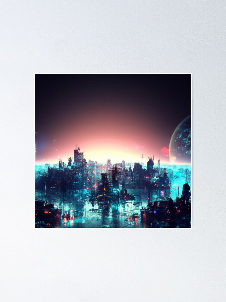 "Earth cyberpunk landscape" Poster for Sale by eVaioGeniusArt | Redbubble