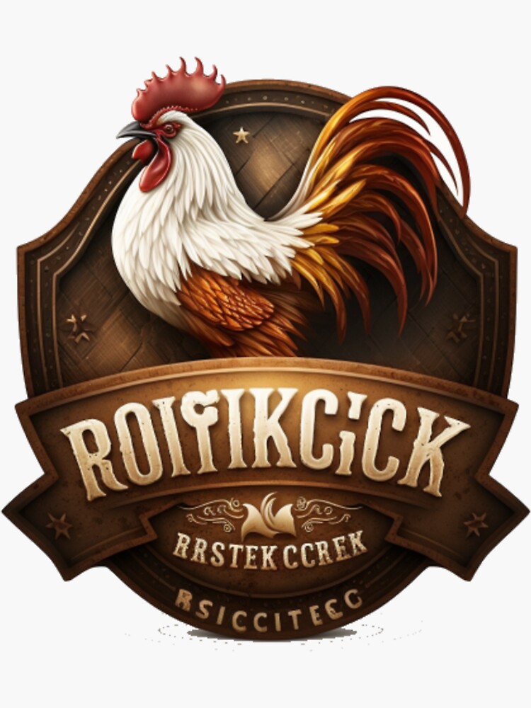 "rooster in white roiiikick rrstek ccrek rsiccitec" Sticker for Sale by ...