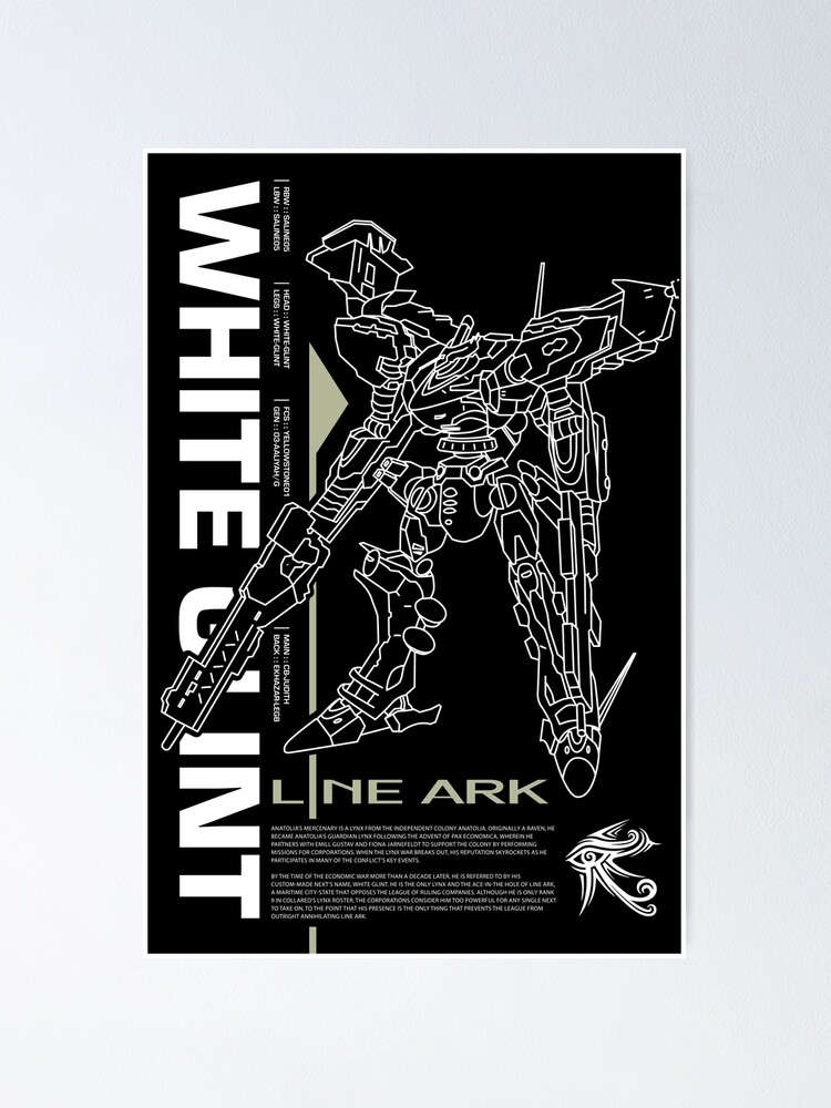 "Armored Core 4 - Line Ark - Mech - White Glint - Negative" Poster for ...