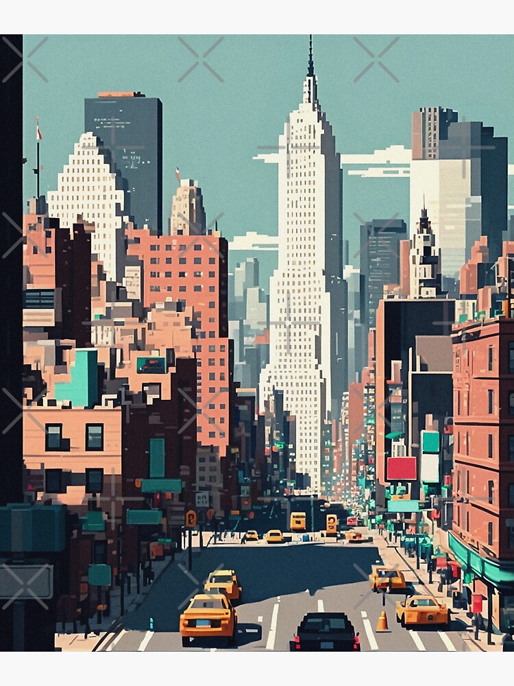 "new york city, Ny, Manhattan pixel art" Sticker for Sale by ...