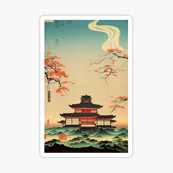 "A Japanese temple painting" Sticker for Sale by Mafrum | Redbubble