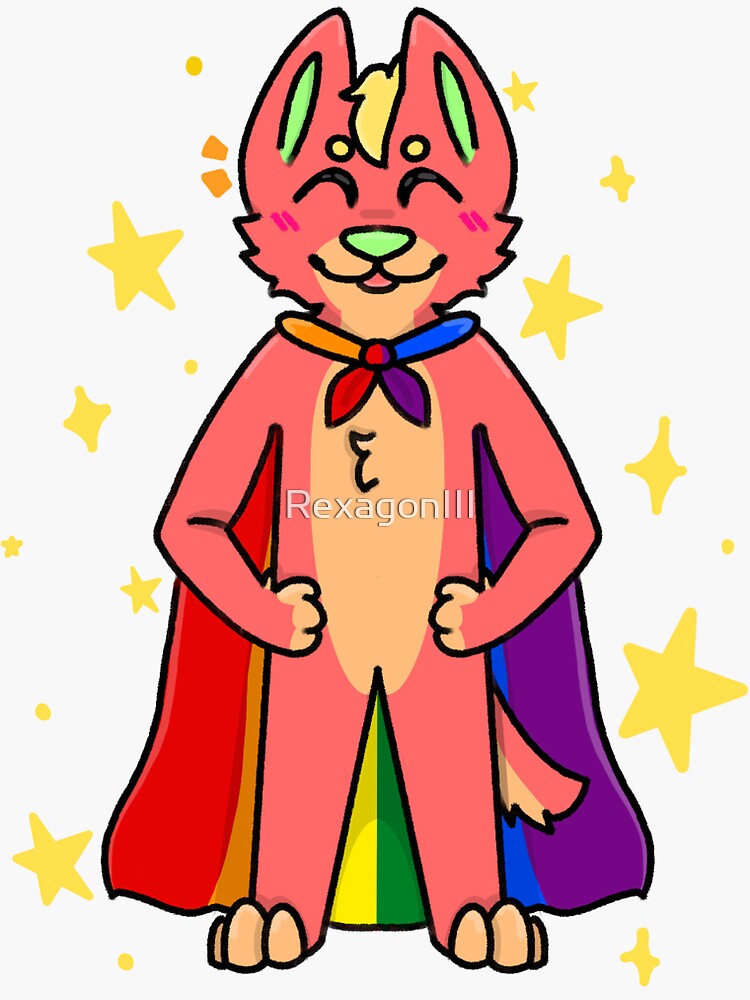 "Rainbow Pride Wolf with Cape" Sticker for Sale by RexagonIII | Redbubble